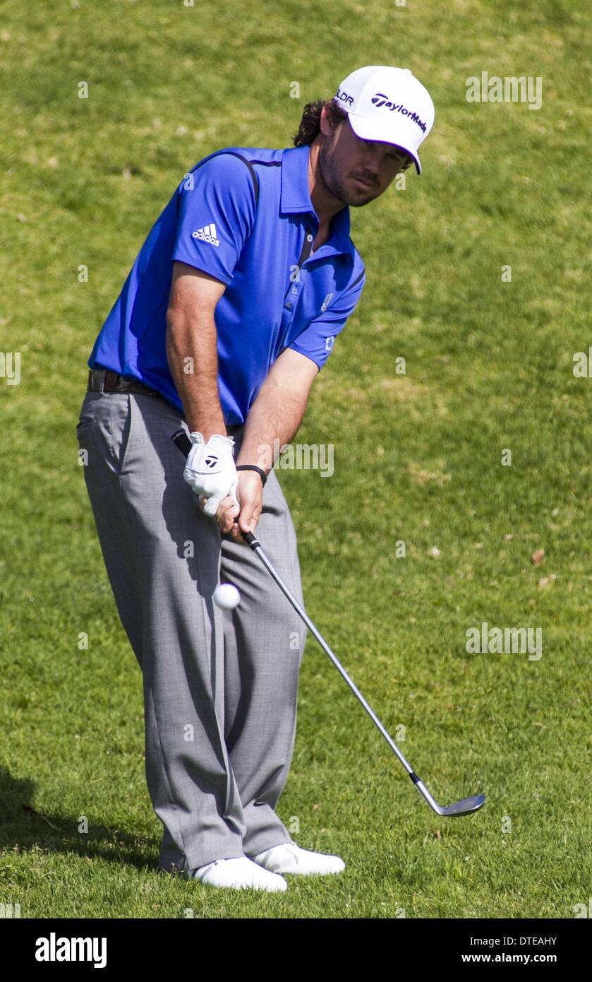 Los Angeles, California, USA. 16th Feb, 2014. Brian Harman hits his ...