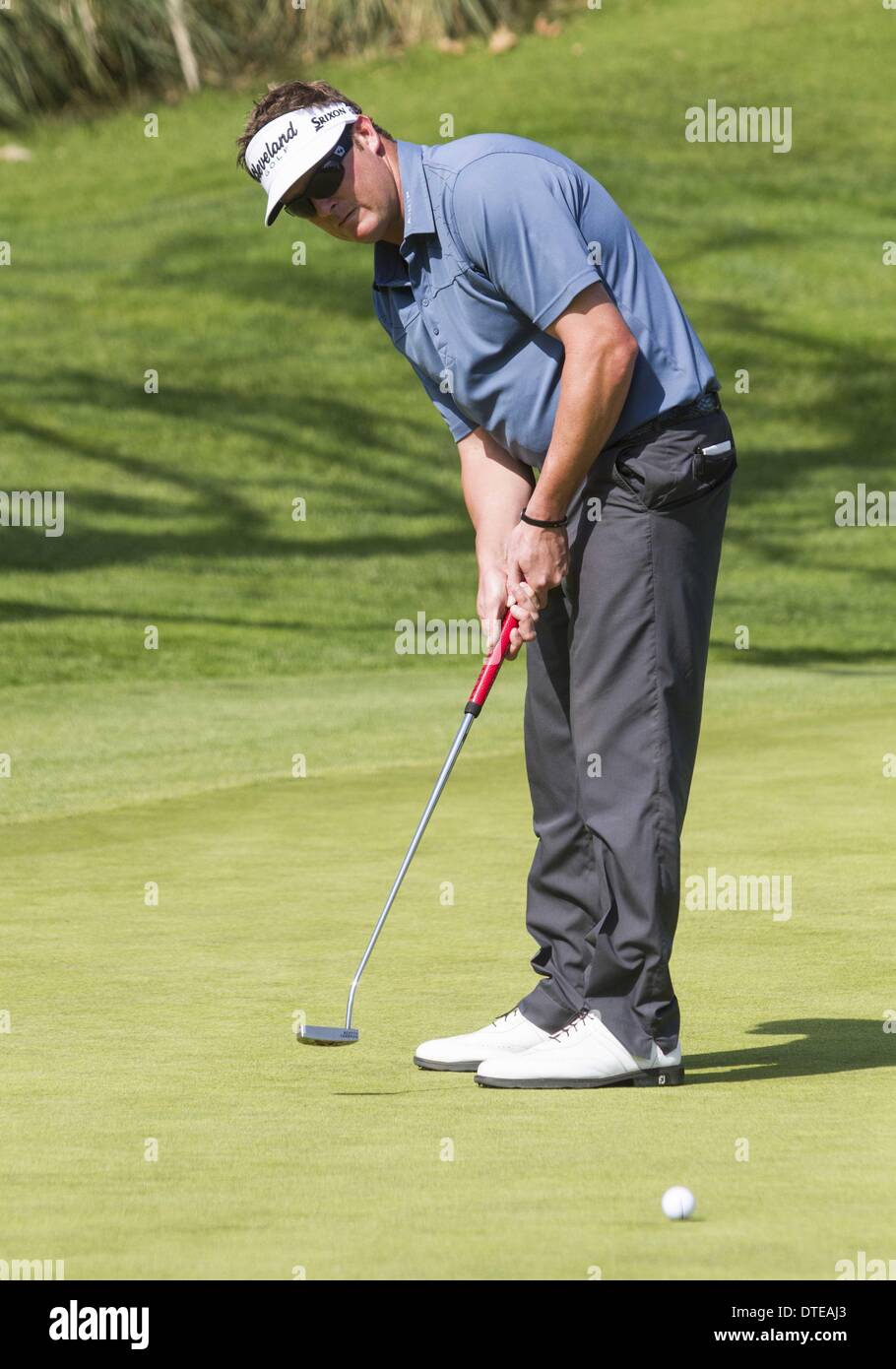 Los Angeles, California, USA. 16th Feb, 2014. George McNeill looks at ...