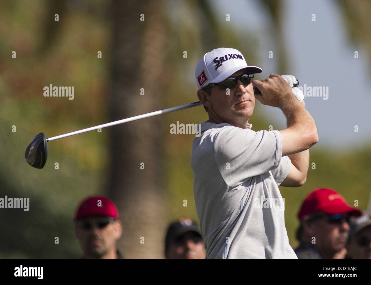 Los Angeles, California, USA. 16th Feb, 2014. Charlie Beljan looks at ...