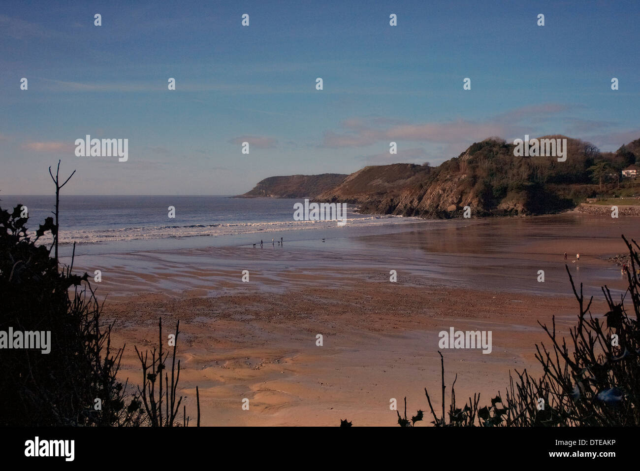View across Caswell Bay on the Gower Peninsular near Swansea in South ...