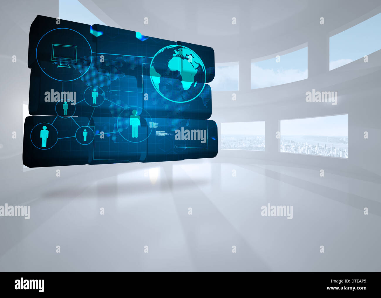 Composite image of earth interface on abstract screen Stock Photo - Alamy