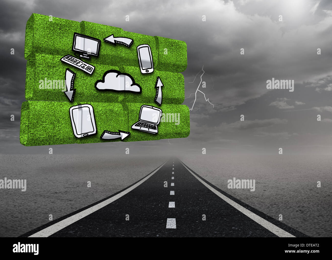 Composite image of cloud computing cycle on abstract screen Stock Photo ...