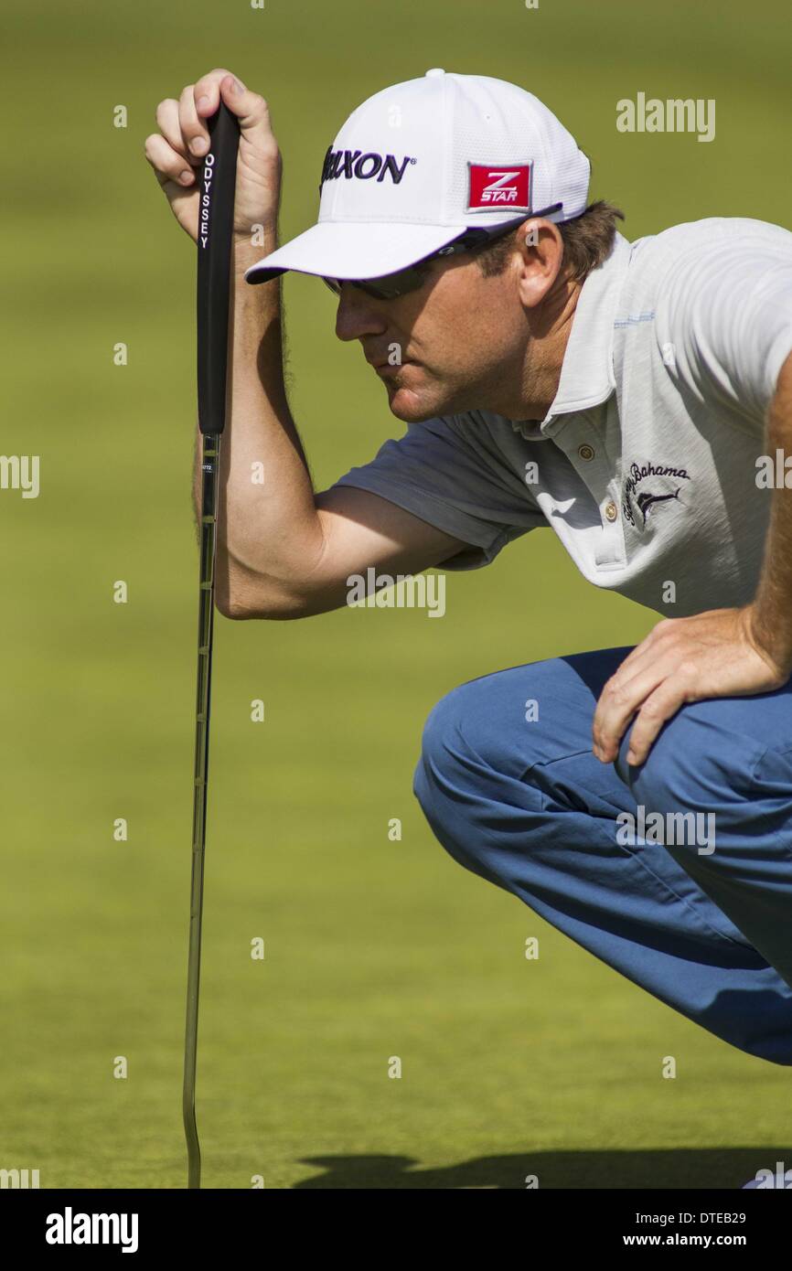 Los Angeles, California, USA. 16th Feb, 2014. Charlie Beljan lines up ...