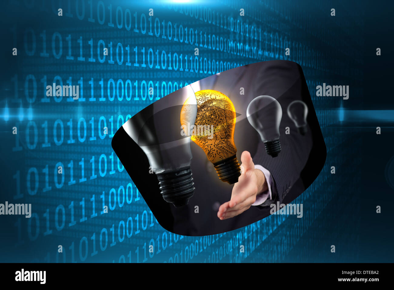 Composite image of light bulb graphic on abstract screen Stock Photo ...