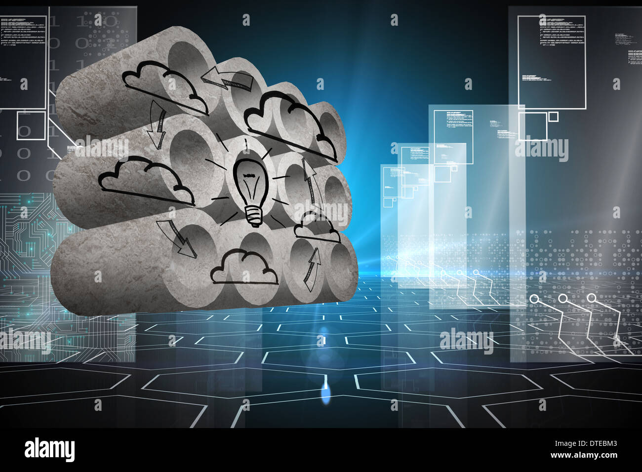 Composite image of cloud computing cycle on abstract screen Stock Photo ...