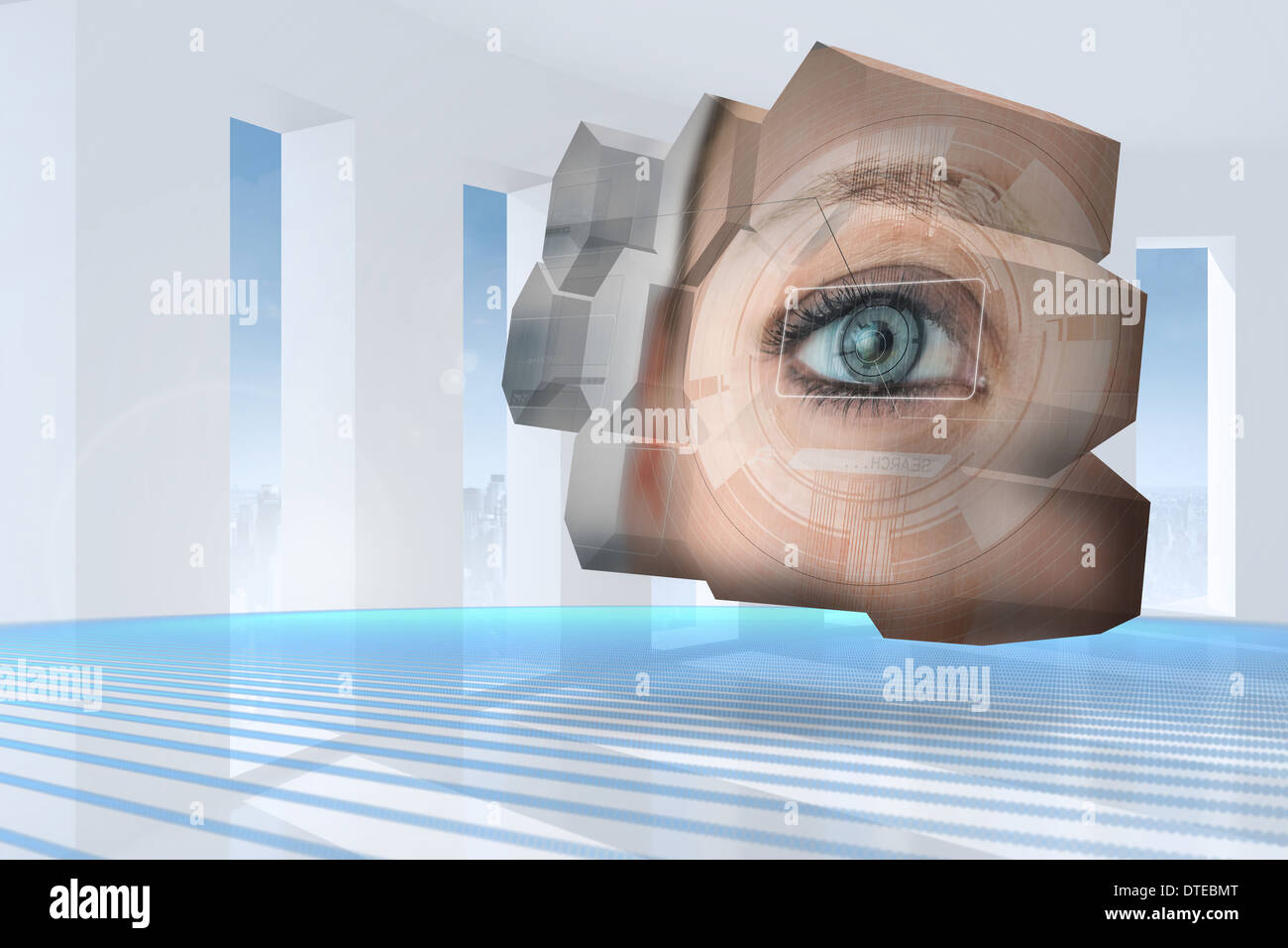 Composite image of eye interface on abstract screen Stock Photo - Alamy