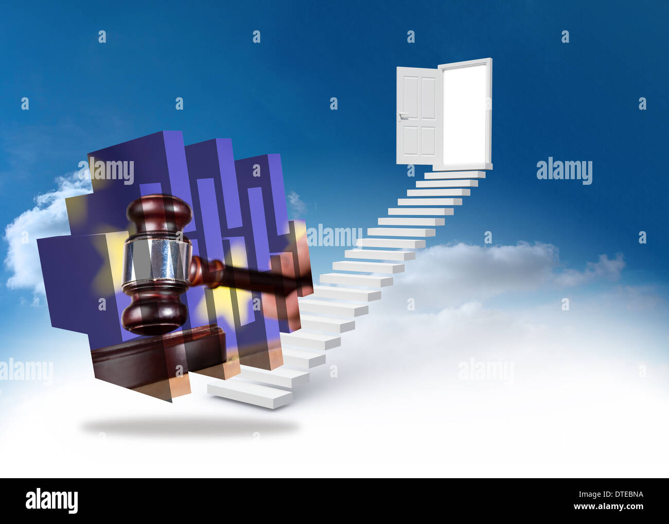 Composite image of hammer and gavel on abstract screen Stock Photo - Alamy