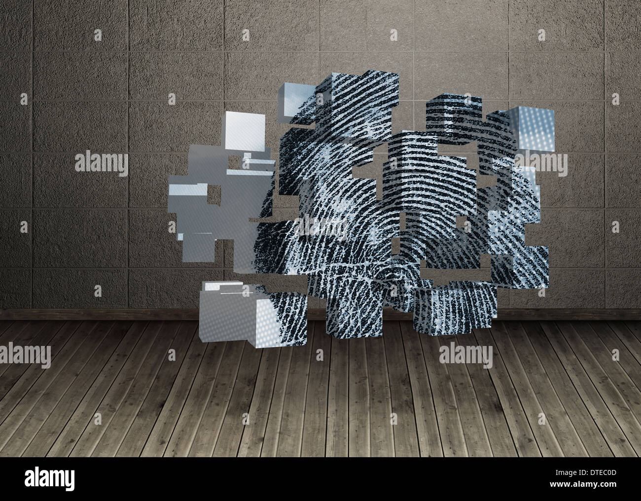 Composite image of fingerprint on abstract screen Stock Photo - Alamy