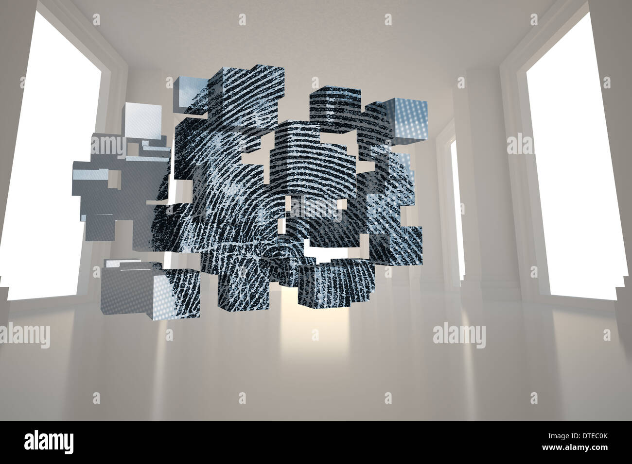 Composite image of fingerprint on abstract screen Stock Photo - Alamy