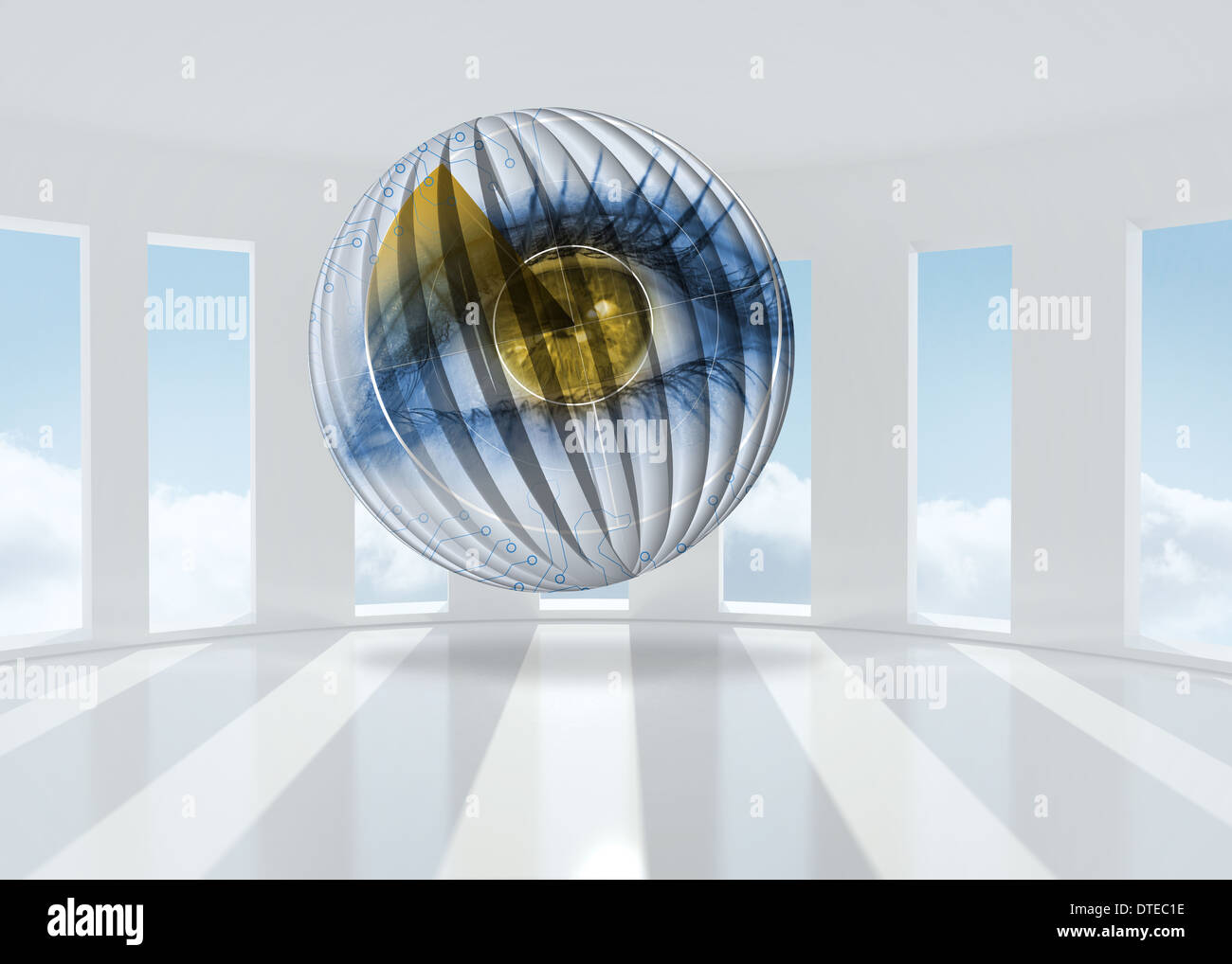Composite image of eye scanning on abstract screen Stock Photo - Alamy