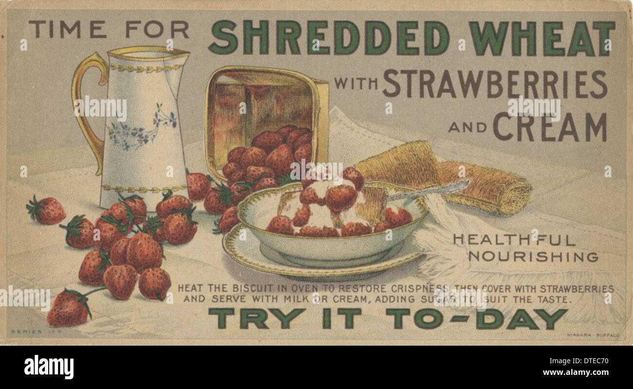 A Victorian trade card promoting Shredded Wheat, a popular cereal ...