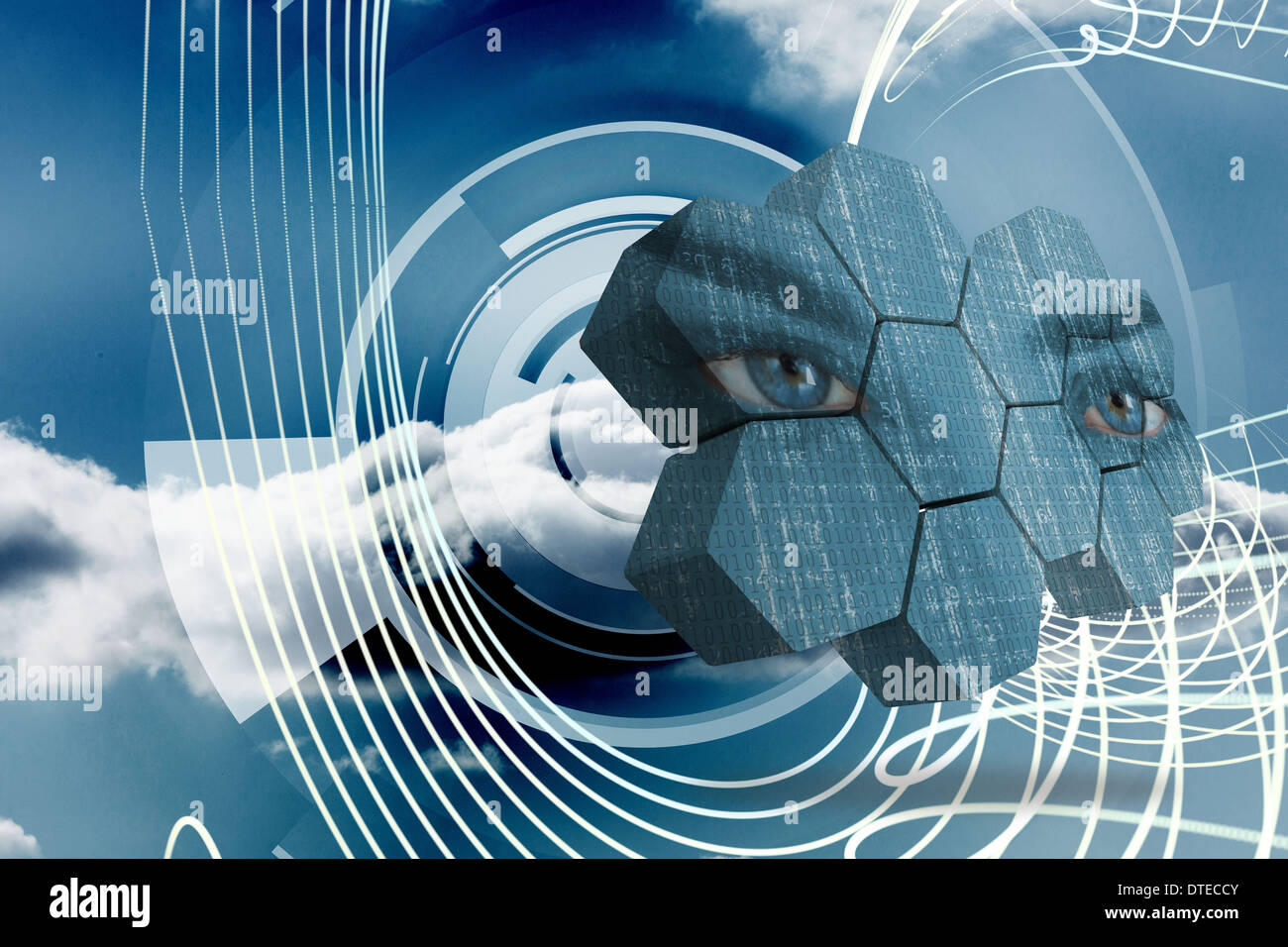 Composite image of eyes on abstract screen Stock Photo - Alamy