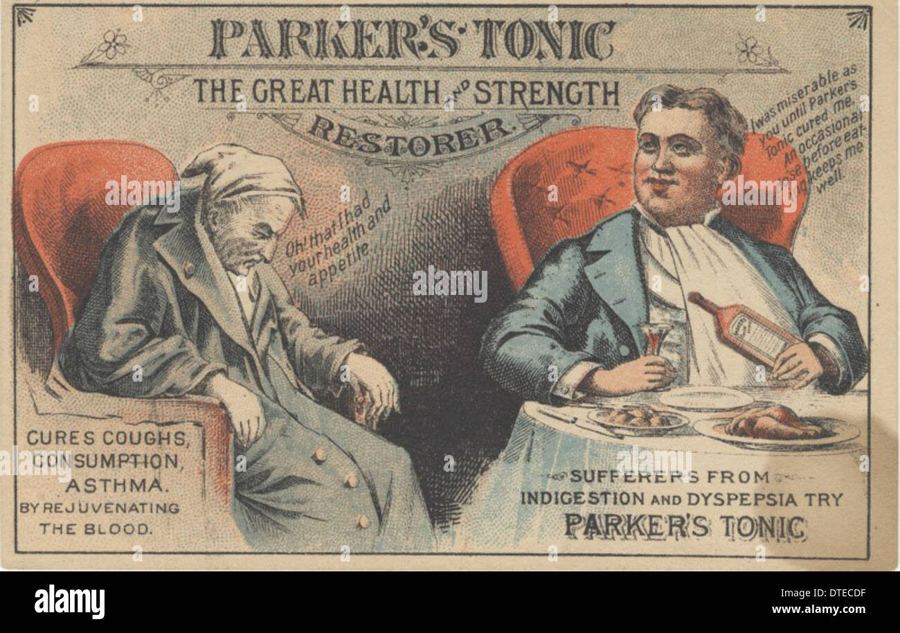 A Victorian trade card by Hiscox & Co., featuring cartoons that comment ...