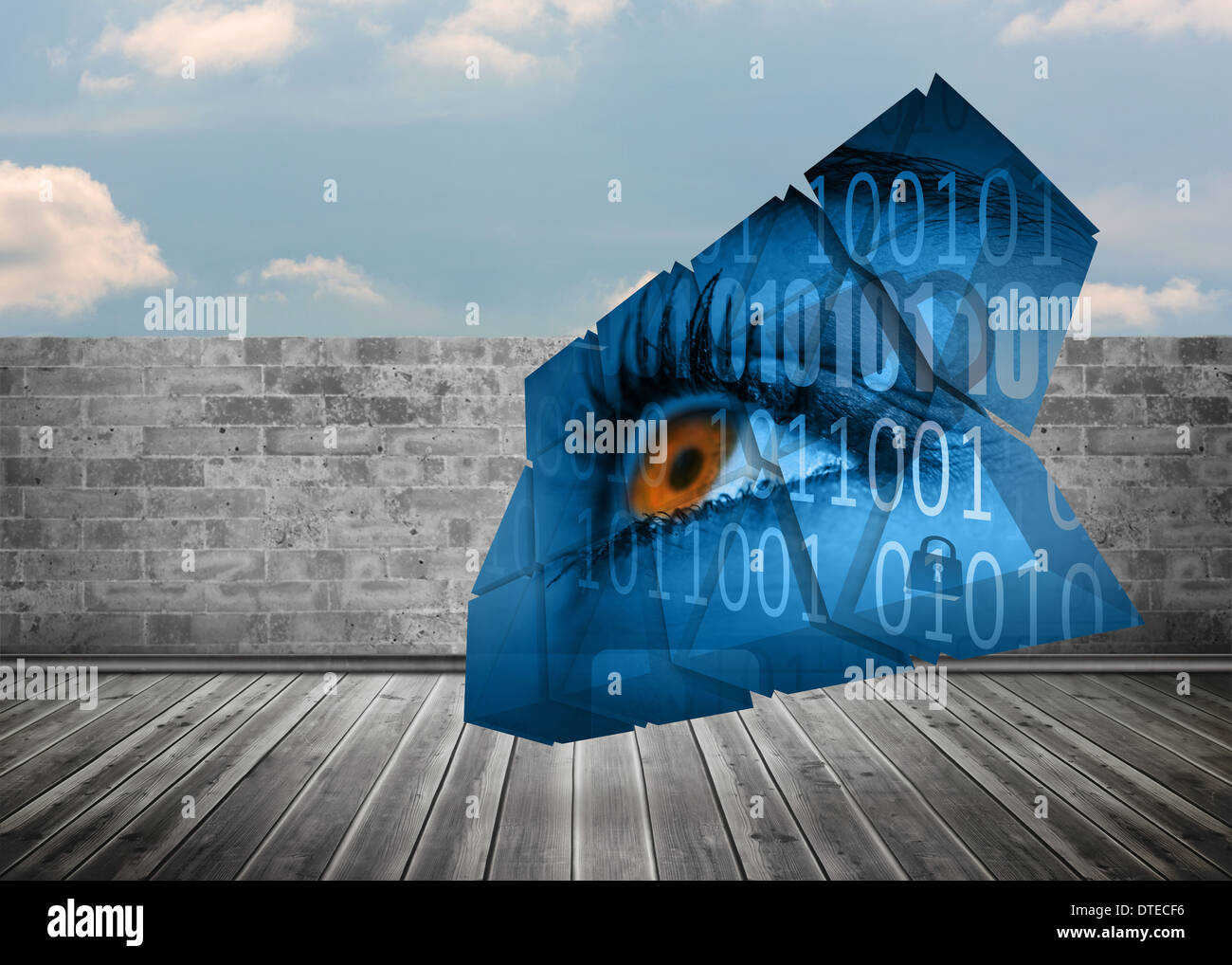 Composite image of eye and binary code on abstract screen Stock Photo - Alamy