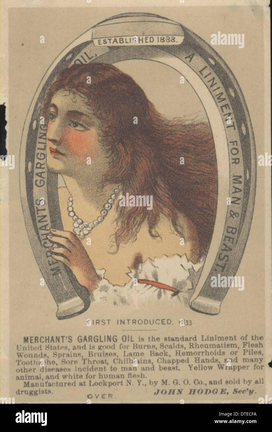 This trade card from Merchant's Gargling Oil Company promotes their ...