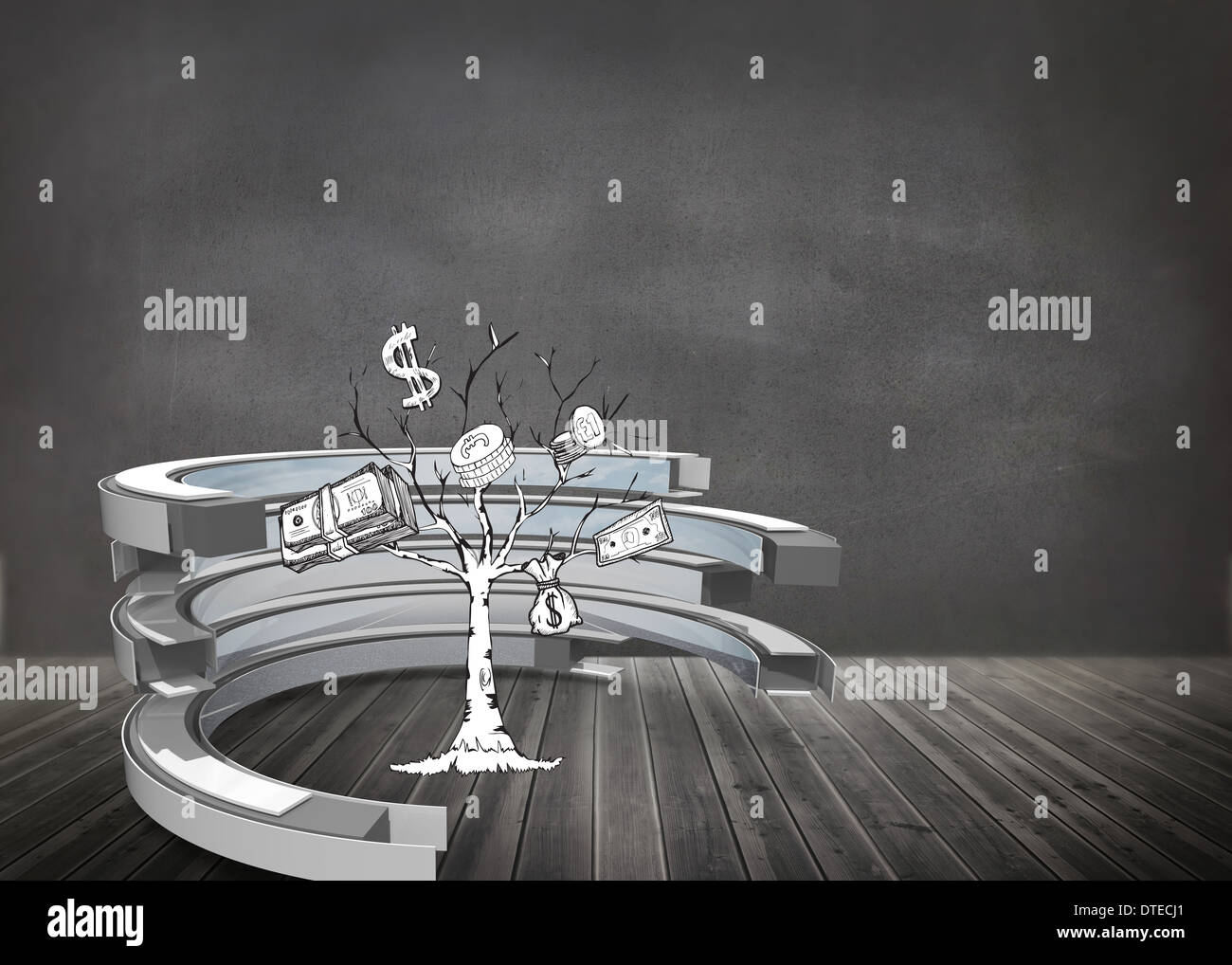 Composite image of money tree in a curved structure Stock Photo - Alamy