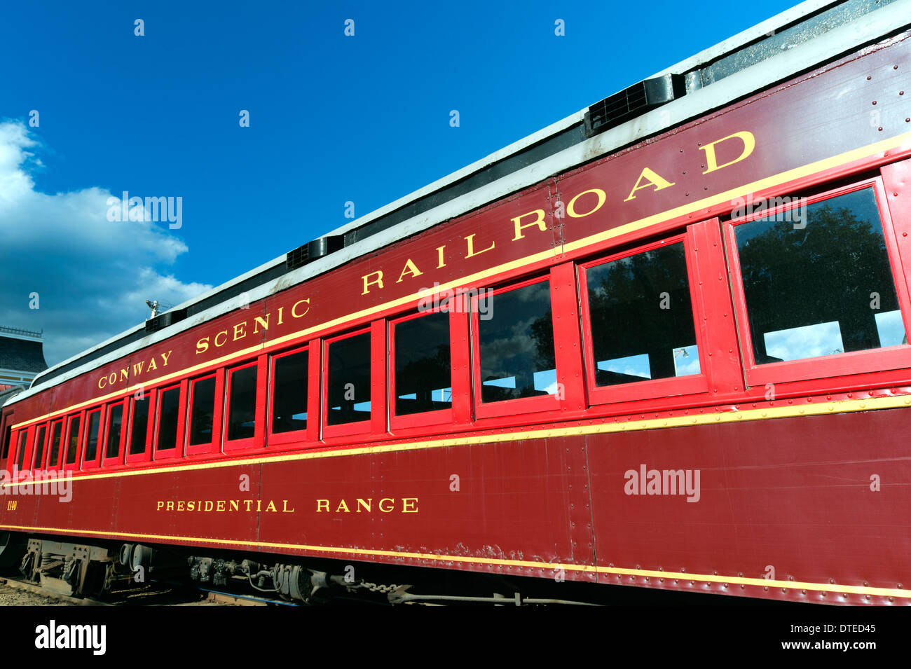 Conway Scenic Railroad passenger coach displayed in North Conway ...