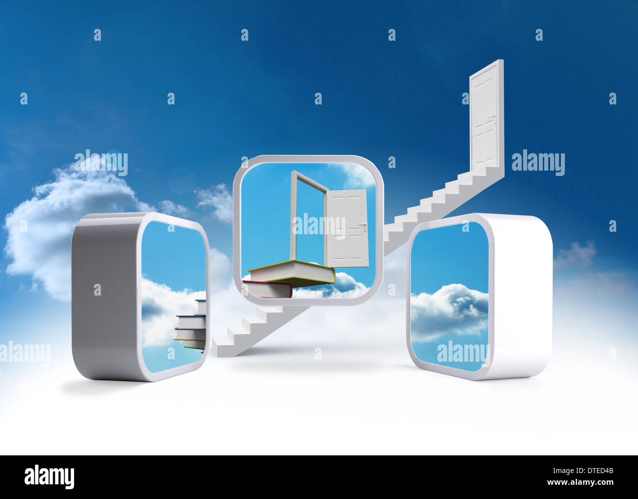 Composite image of open door on abstract screen Stock Photo - Alamy