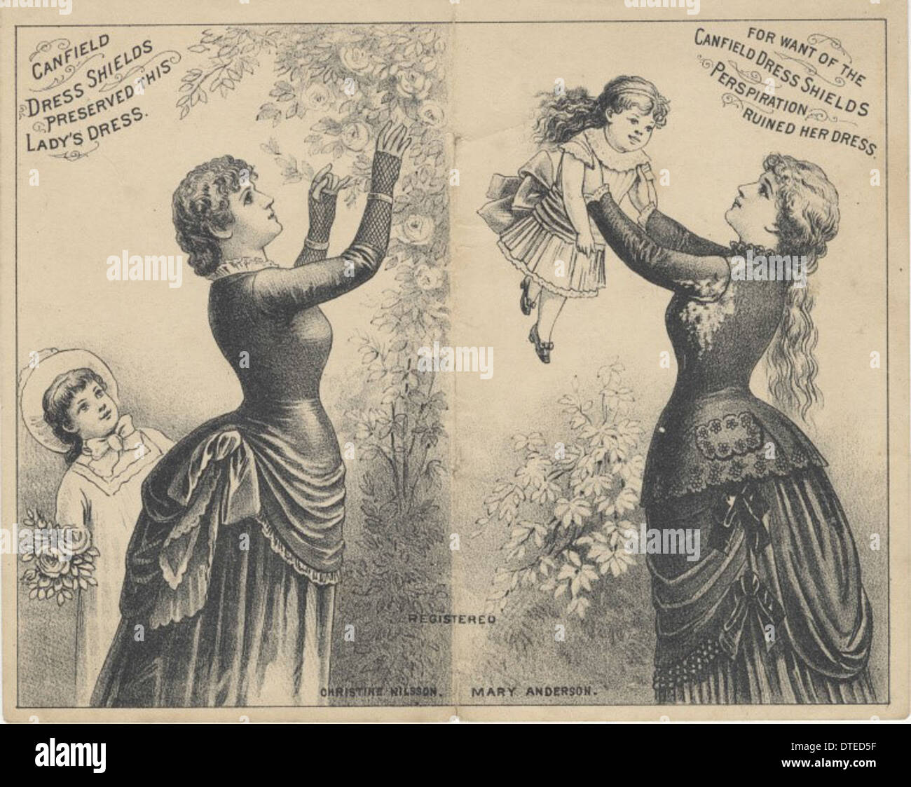 This trade card from Canfield Rubber Co. depicts a scene with ...