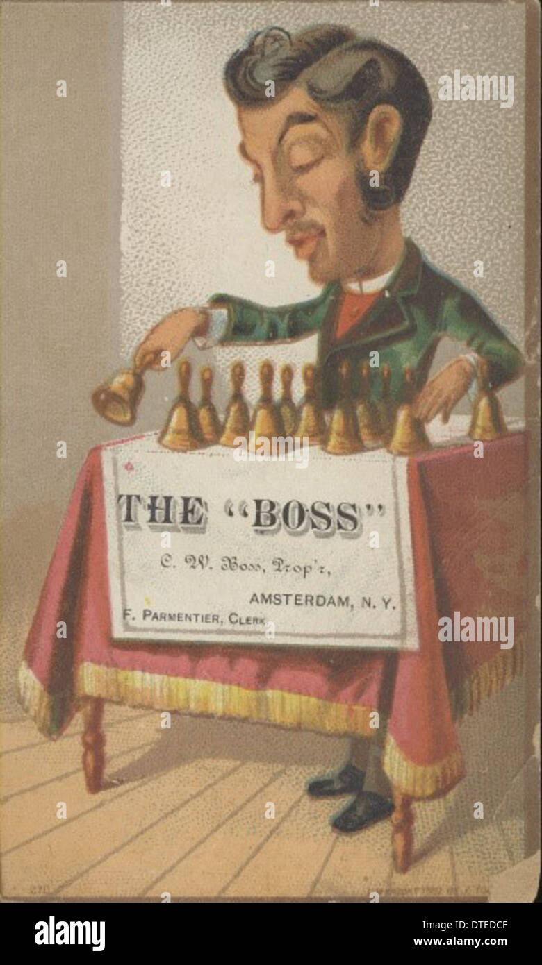 A Victorian-era trade card from 'The Boss', a billiard parlor and ...