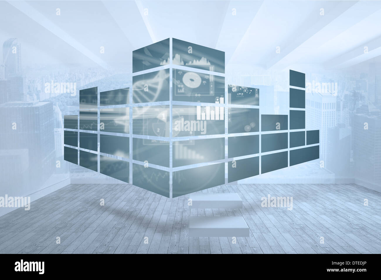 Composite image of dna interface on abstract screen Stock Photo - Alamy