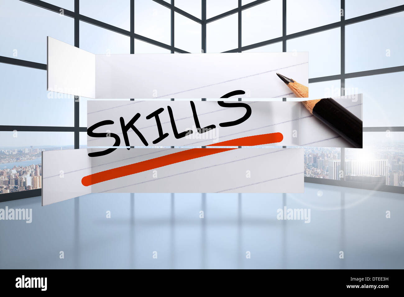 Composite image of skills in handwriting on abstract screen Stock Photo ...