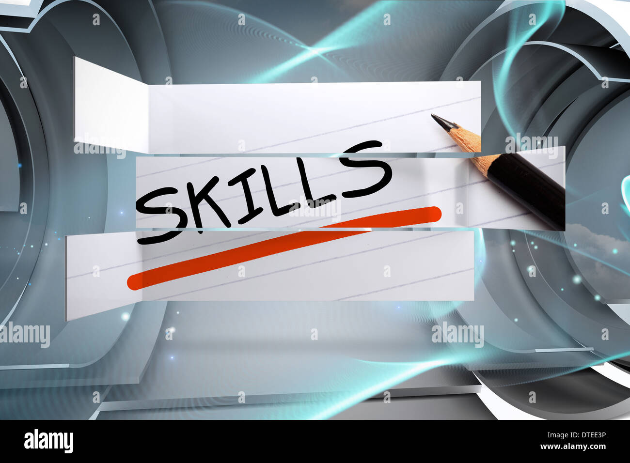 Composite image of skills in handwriting on abstract screen Stock Photo ...