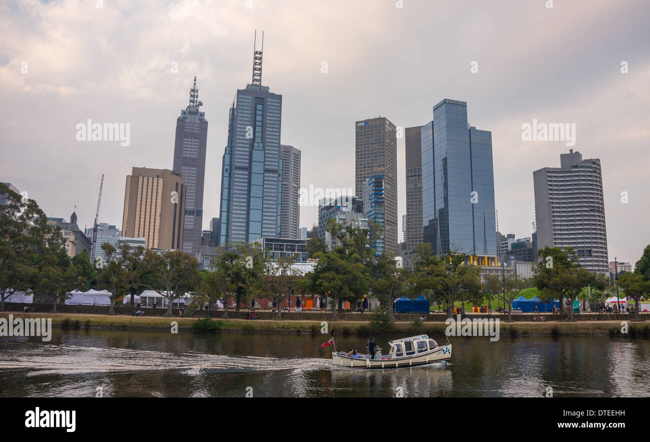 Melbourne skyline view from the Yarra River skyline of the city of ...