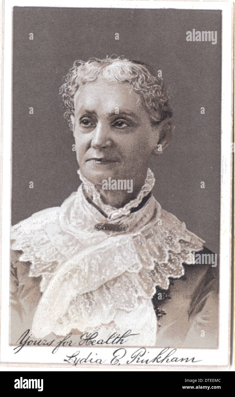 A vintage trade card promoting Lydia E. Pinkham's Vegetable Compound, a ...