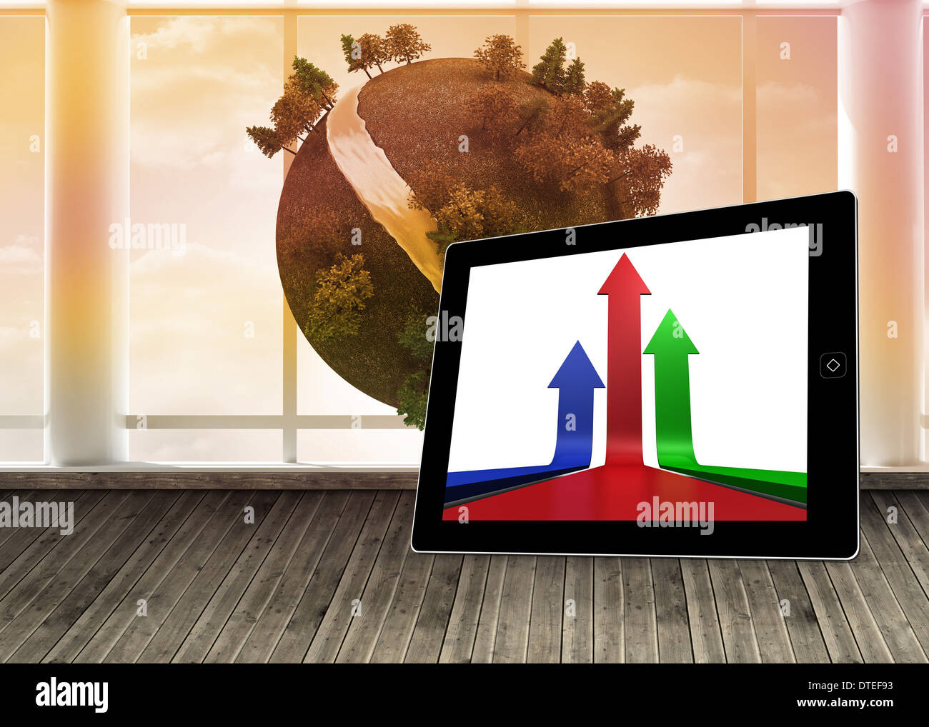 Arrows on tablet screen hi-res stock photography and images - Alamy