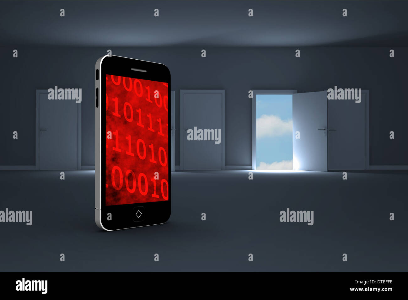 Composite image of binary code on smartphone screen Stock Photo - Alamy