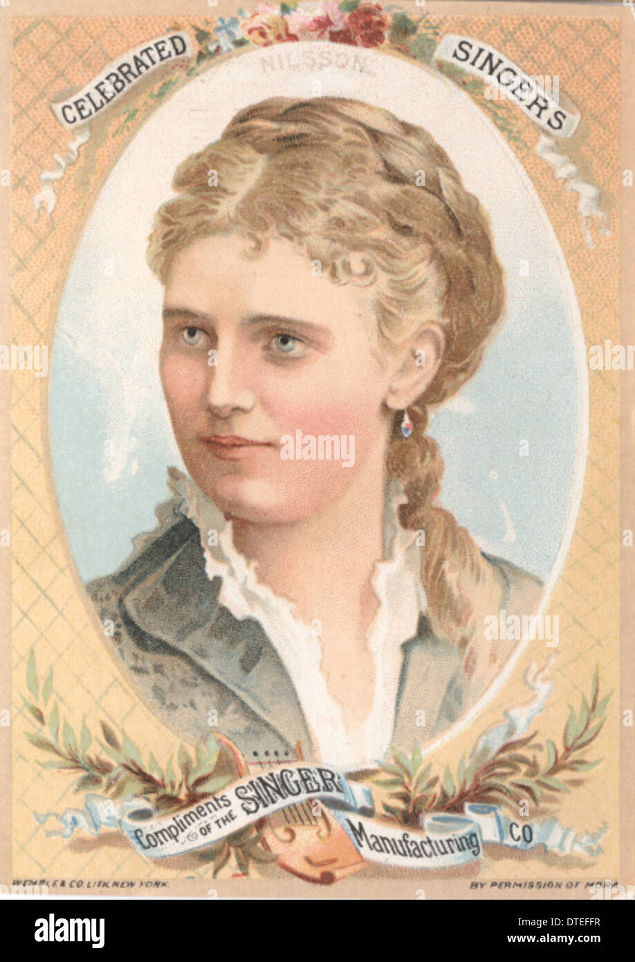 A Victorian trade card by Singer Manufacturing Co., featuring opera ...