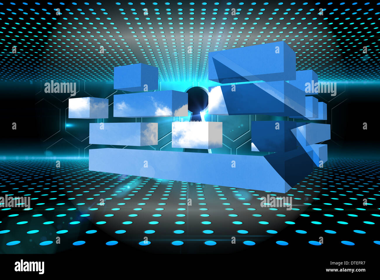 Composite image of arrow in sky on abstract screen Stock Photo - Alamy