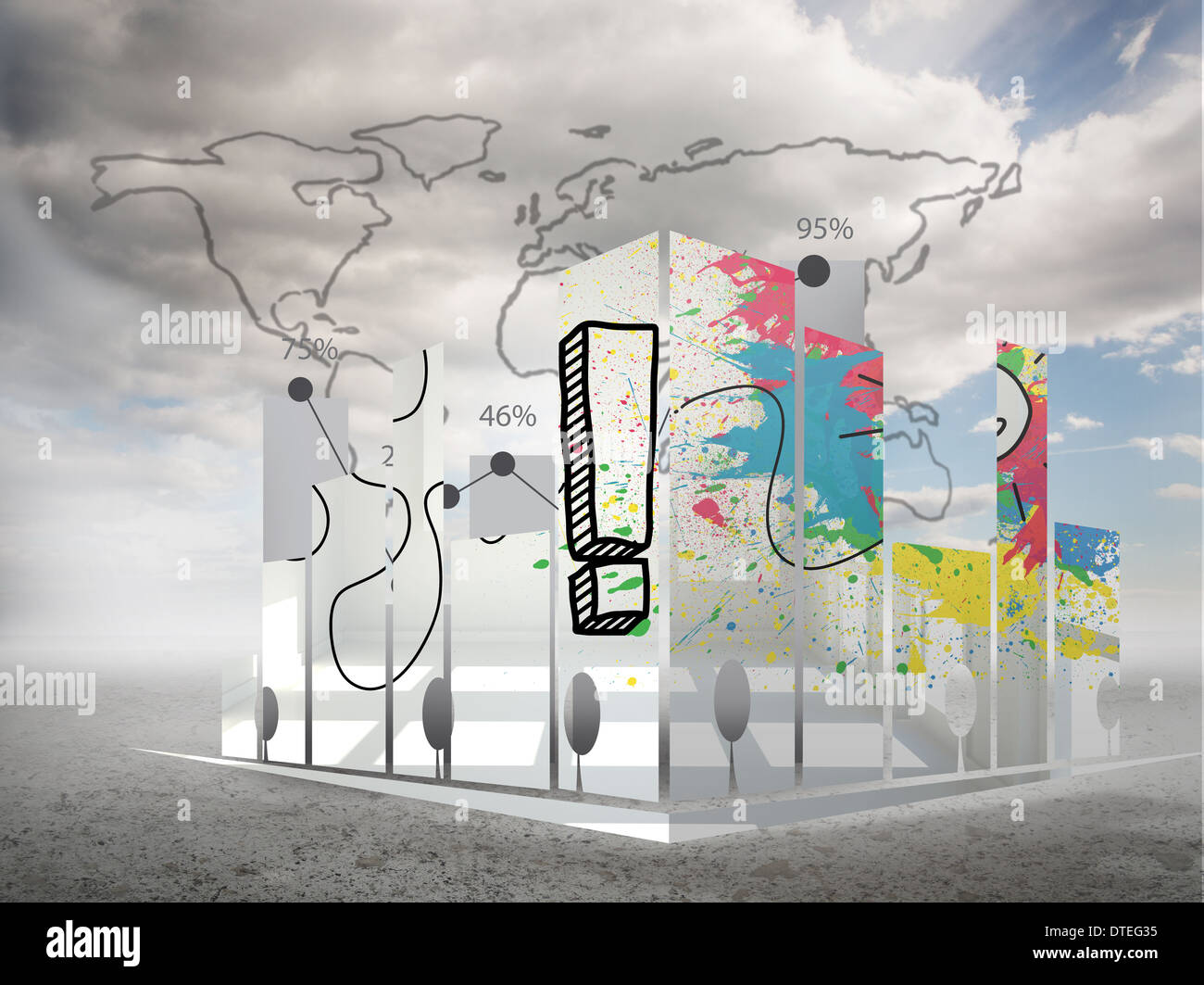 Composite image of exclamation mark on abstract screen Stock Photo - Alamy