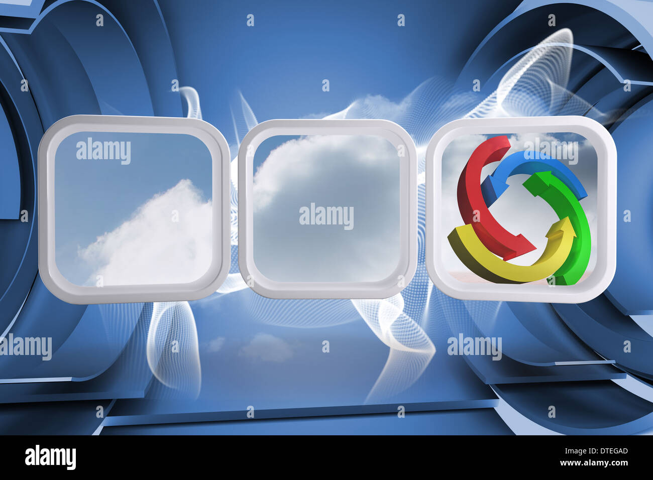 Composite image of arrows in sky on abstract screen Stock Photo - Alamy