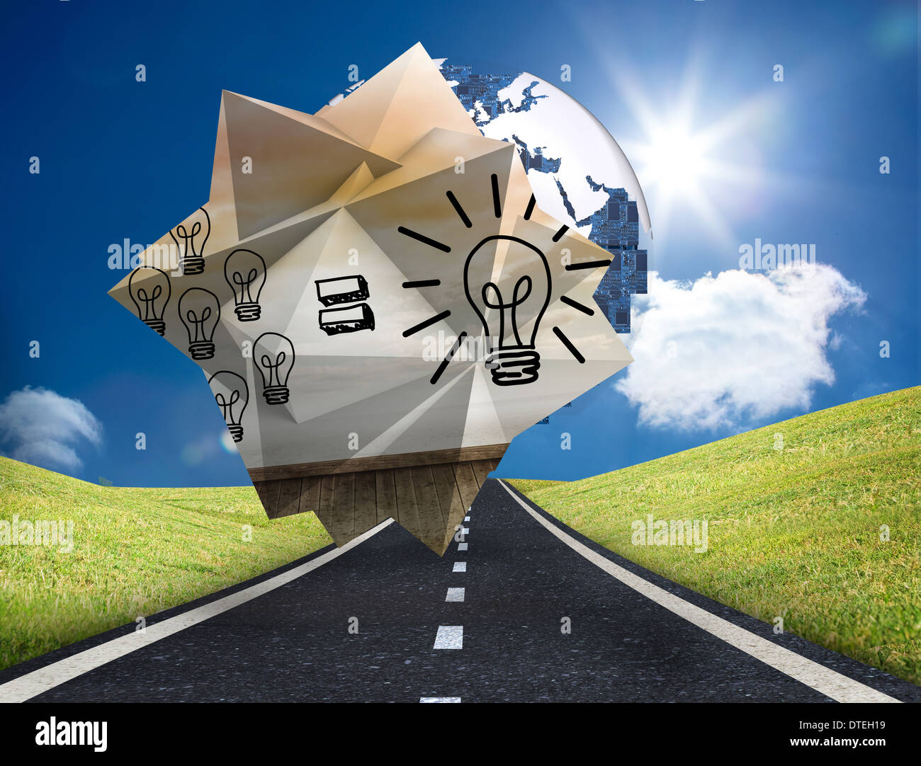 Composite image of light bulb equation on abstract screen Stock Photo ...