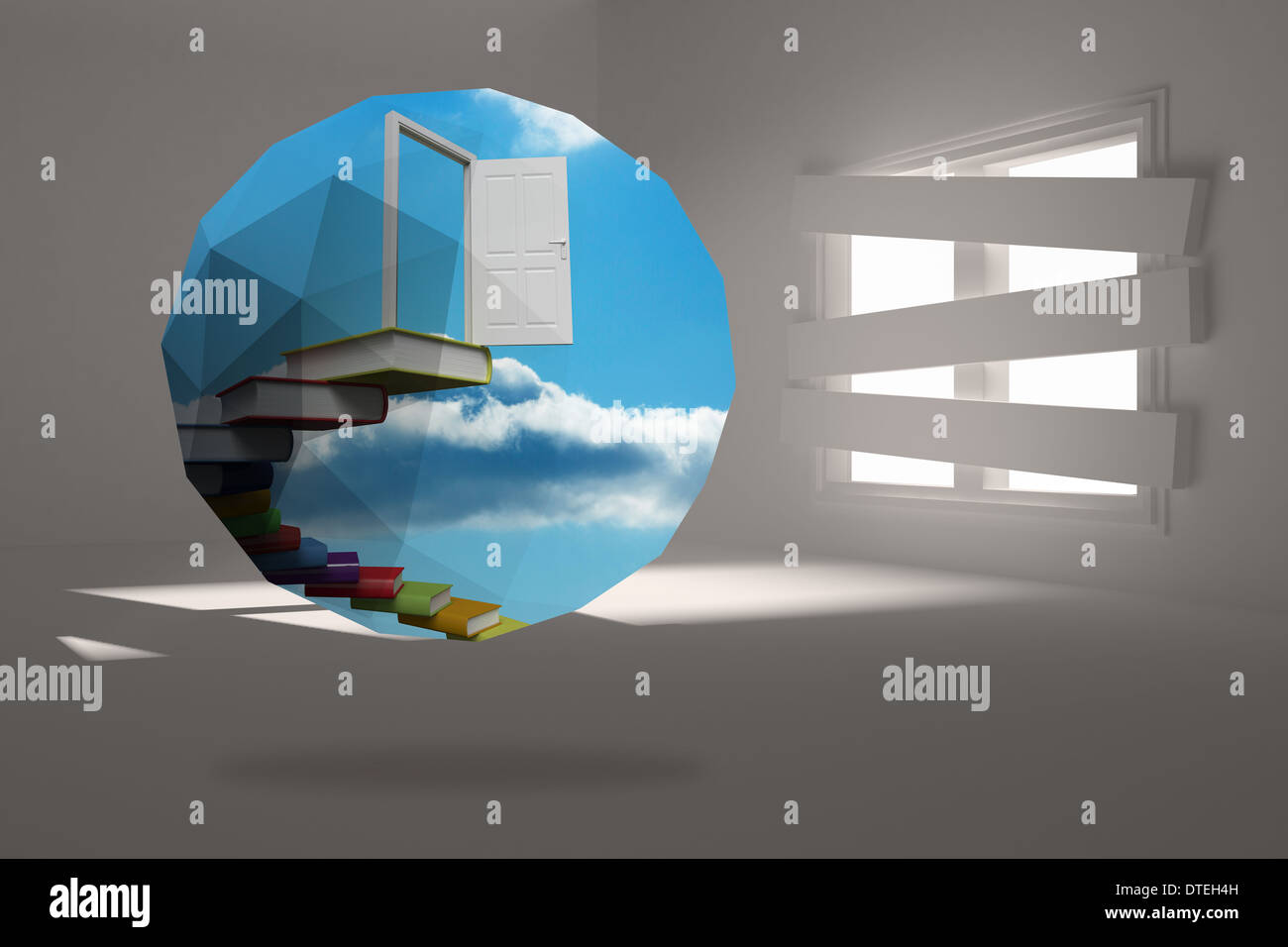 Composite image of open door on abstract screen Stock Photo - Alamy