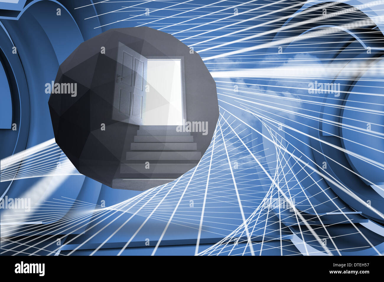 Composite image of open door on abstract screen Stock Photo - Alamy