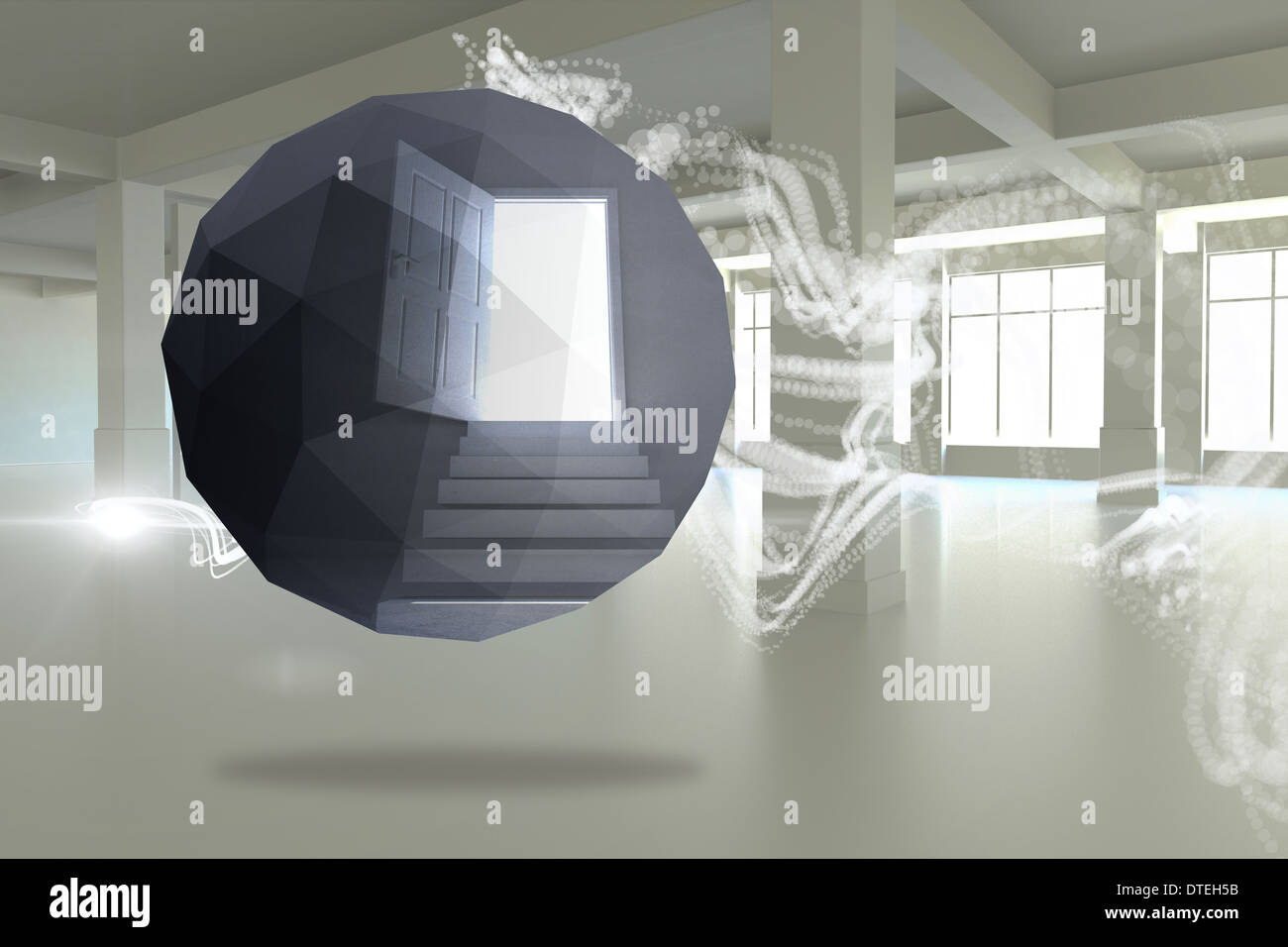 Composite image of open door on abstract screen Stock Photo - Alamy