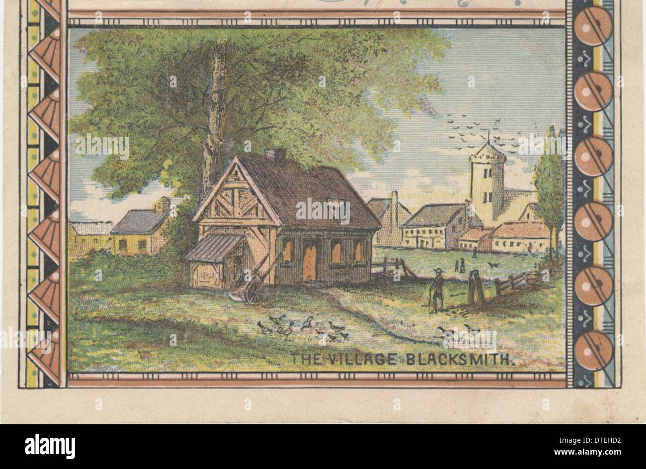 A Victorian trade card for Globe Pills, featuring blacksmiths and forge ...