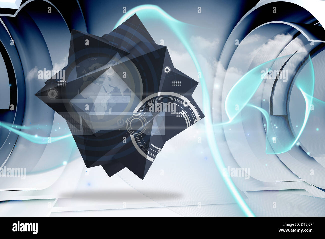 Composite image of earth interface on abstract screen Stock Photo - Alamy