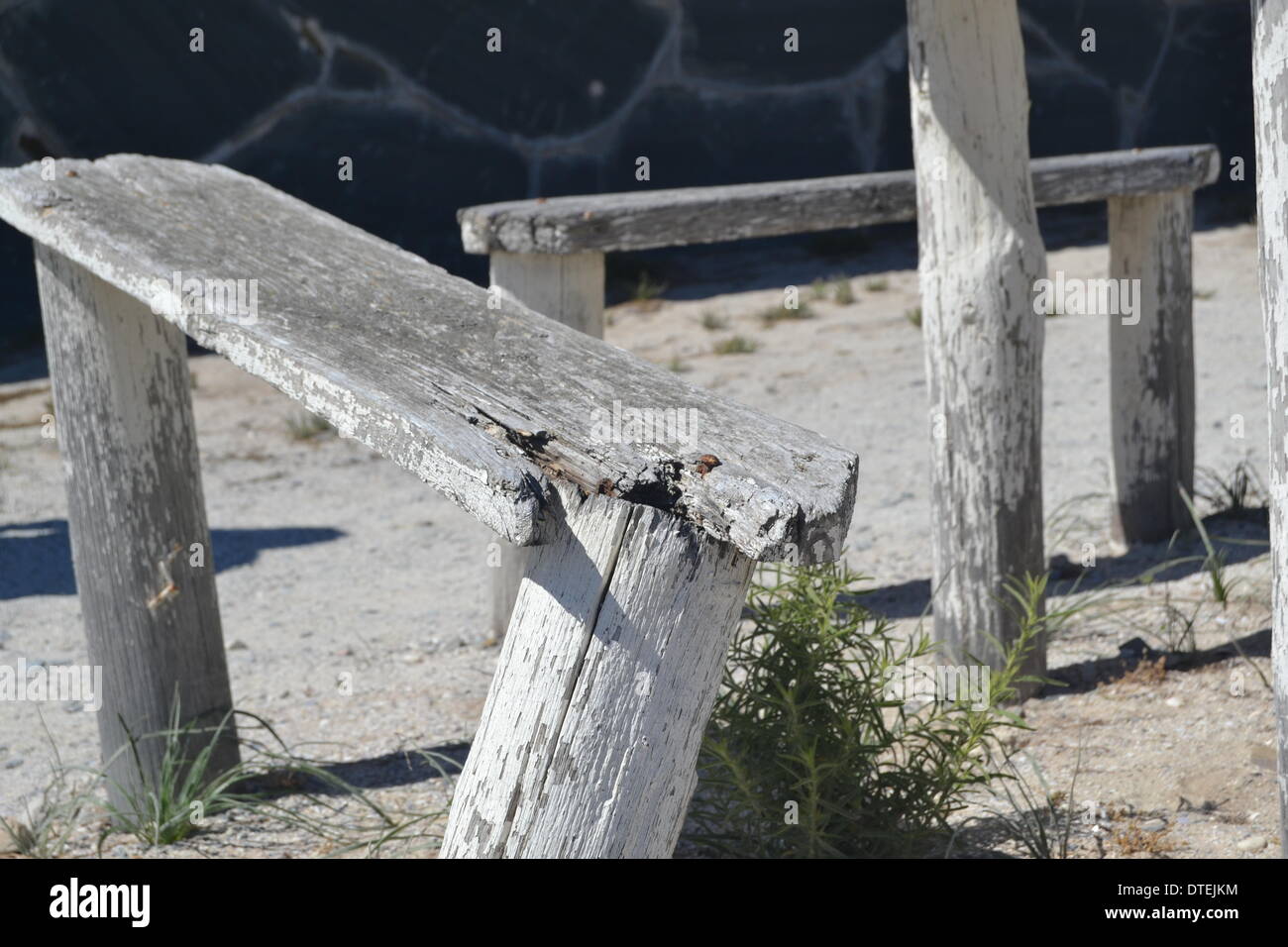 Cape Town, South Africa. 06th Feb, 2014. Broken wooden bench os the ...