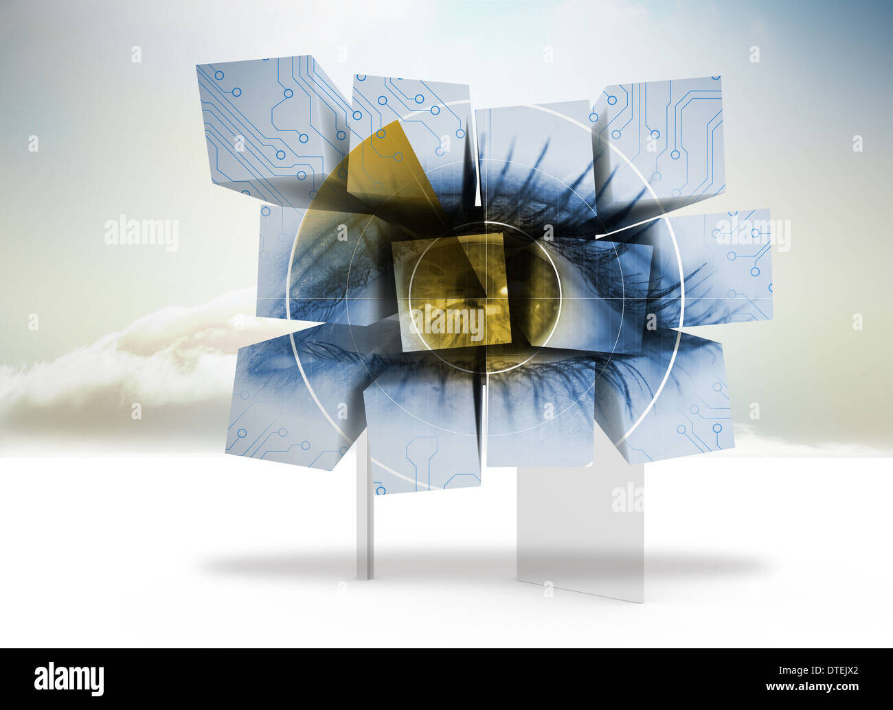 Composite image of eye on abstract screen Stock Photo - Alamy