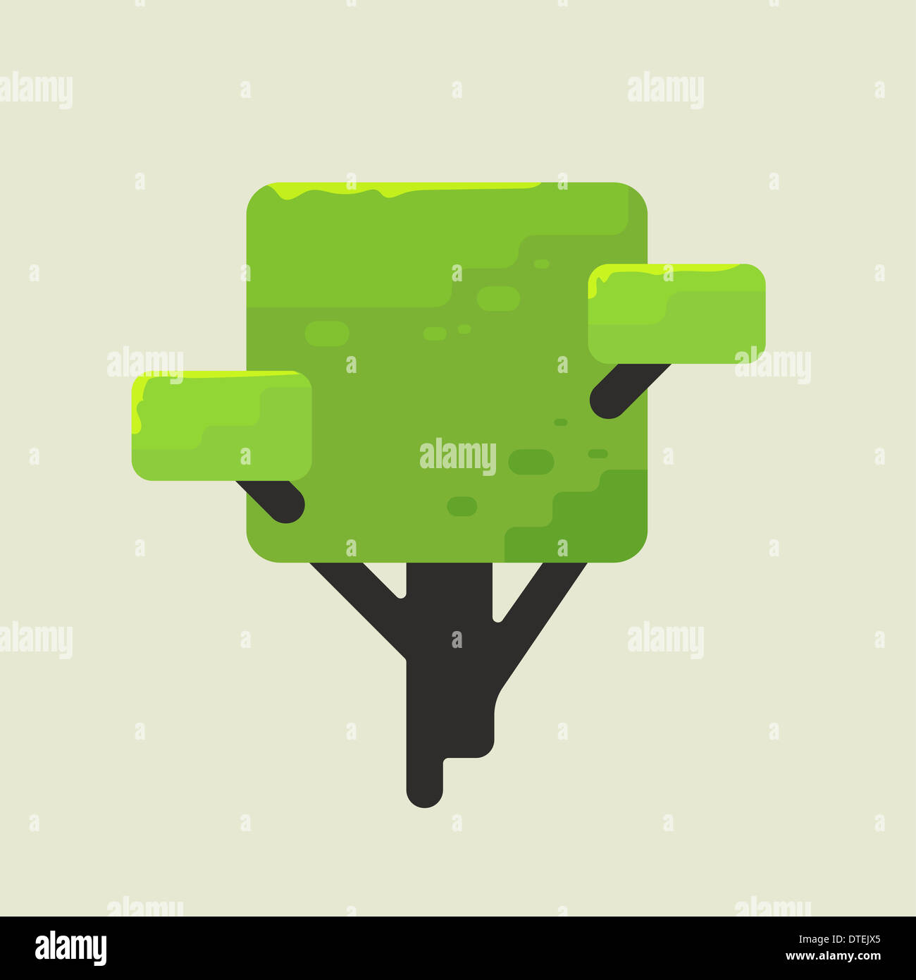Illustration of a square tree with green foliage Stock Photo - Alamy