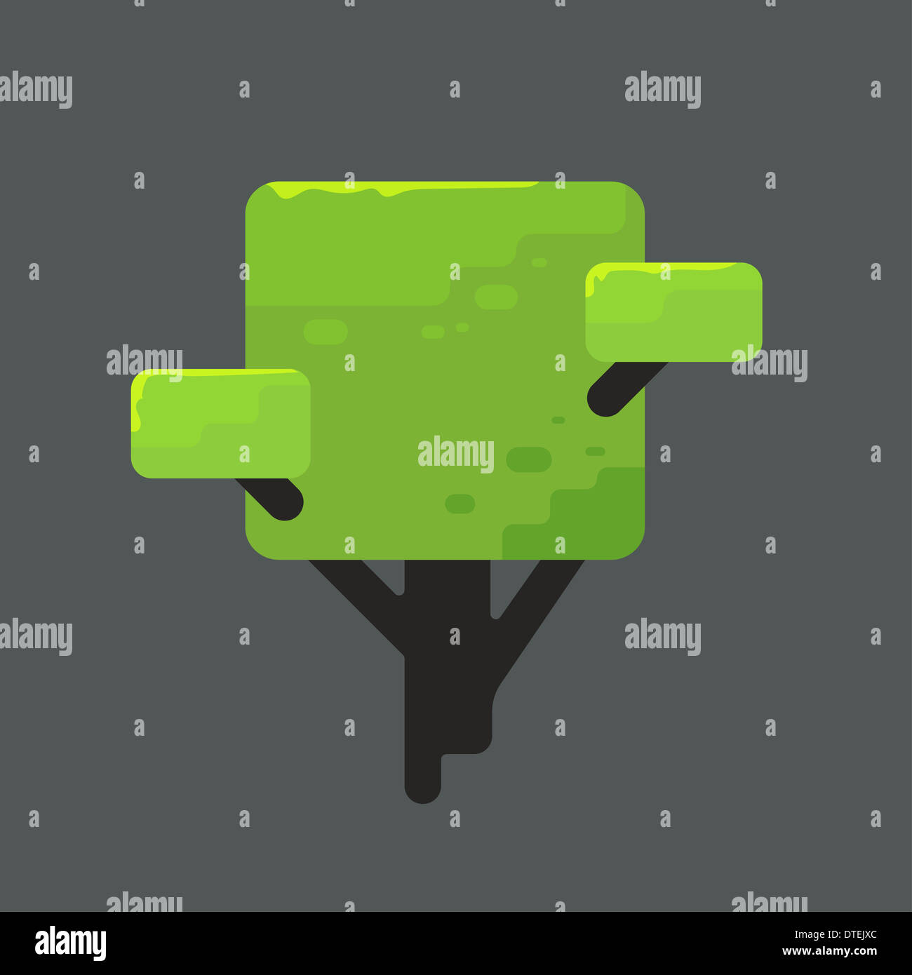 Illustration of a square tree with green foliage Stock Photo - Alamy