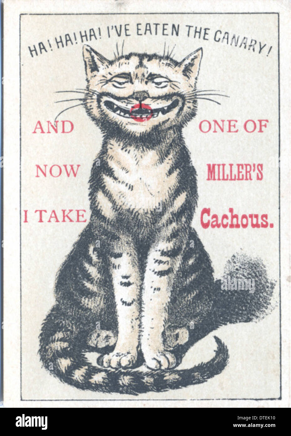 A Victorian trade card for Miller's Cachous featuring caricatures of ...
