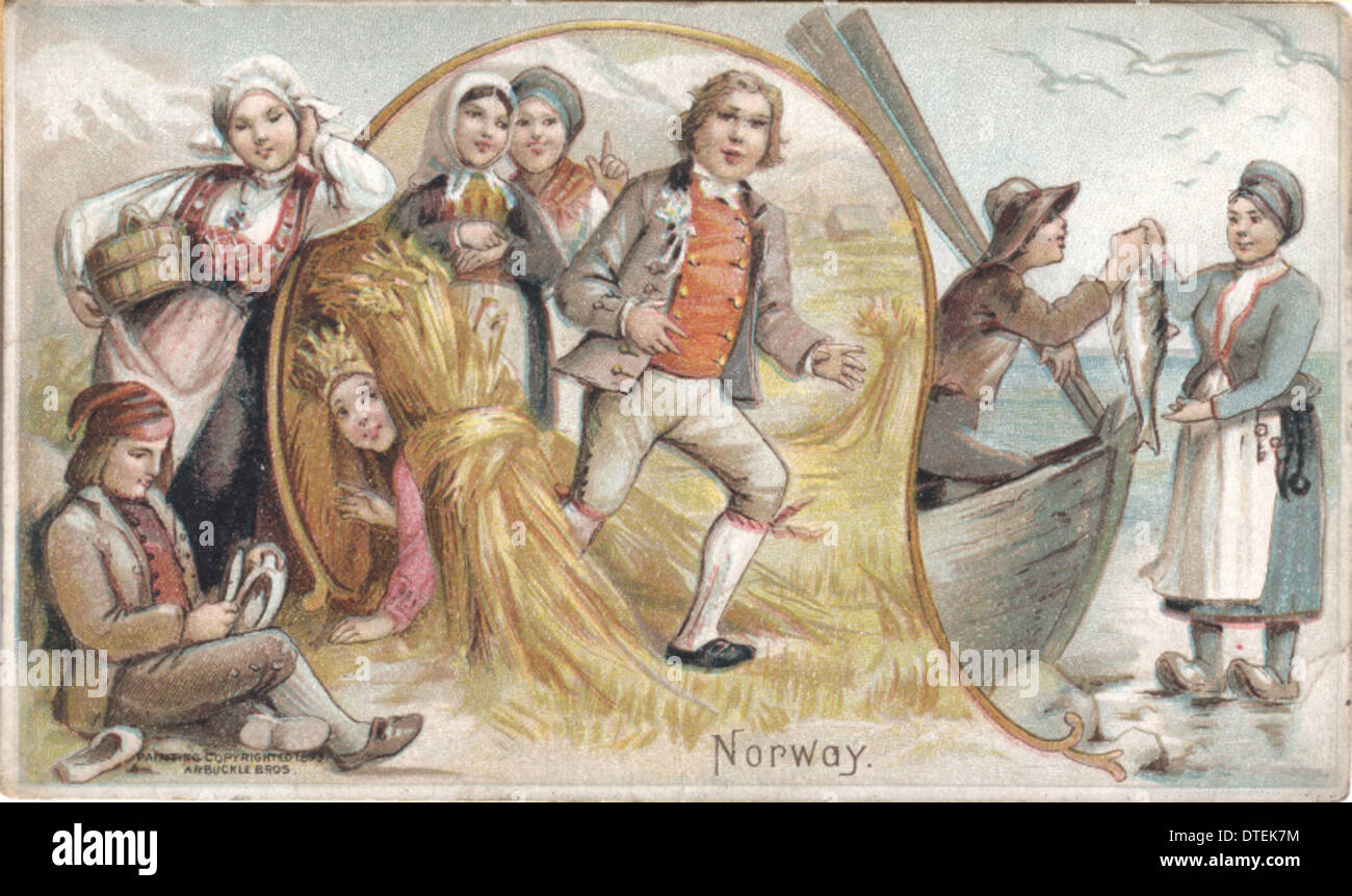 An advertisement by Arbuckle Bros. featuring clothing, dresses, and ...