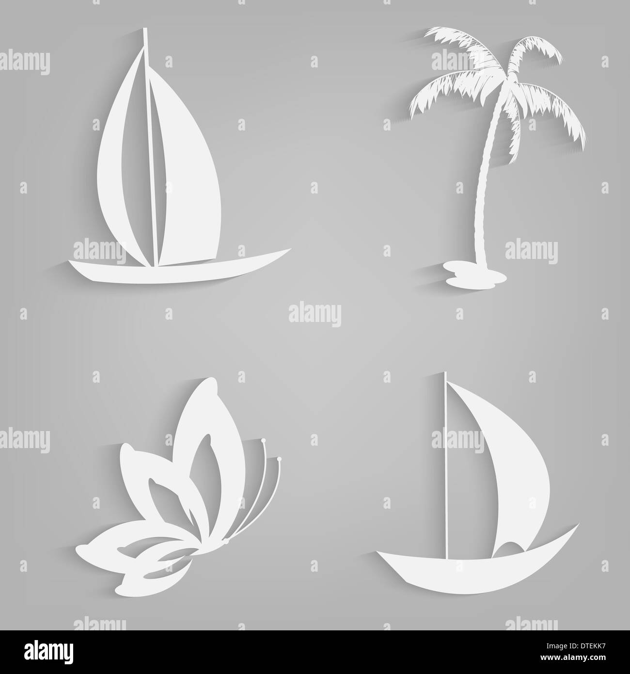 Palm tree silhouette elements Black and White Stock Photos & Images - Alamy