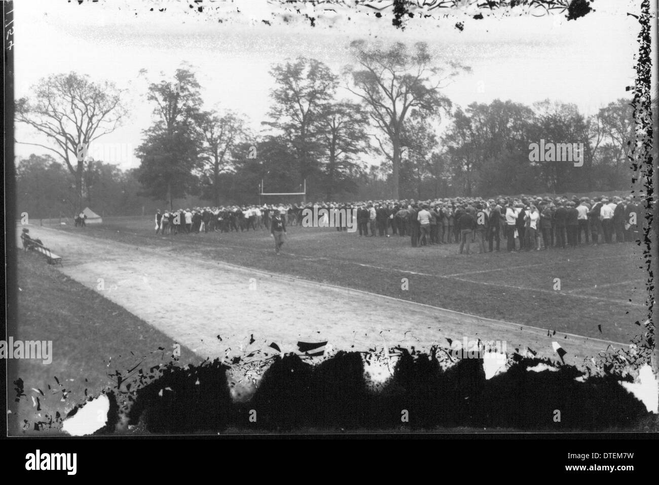 A 1922 photograph showing the snake line formation during the football ...