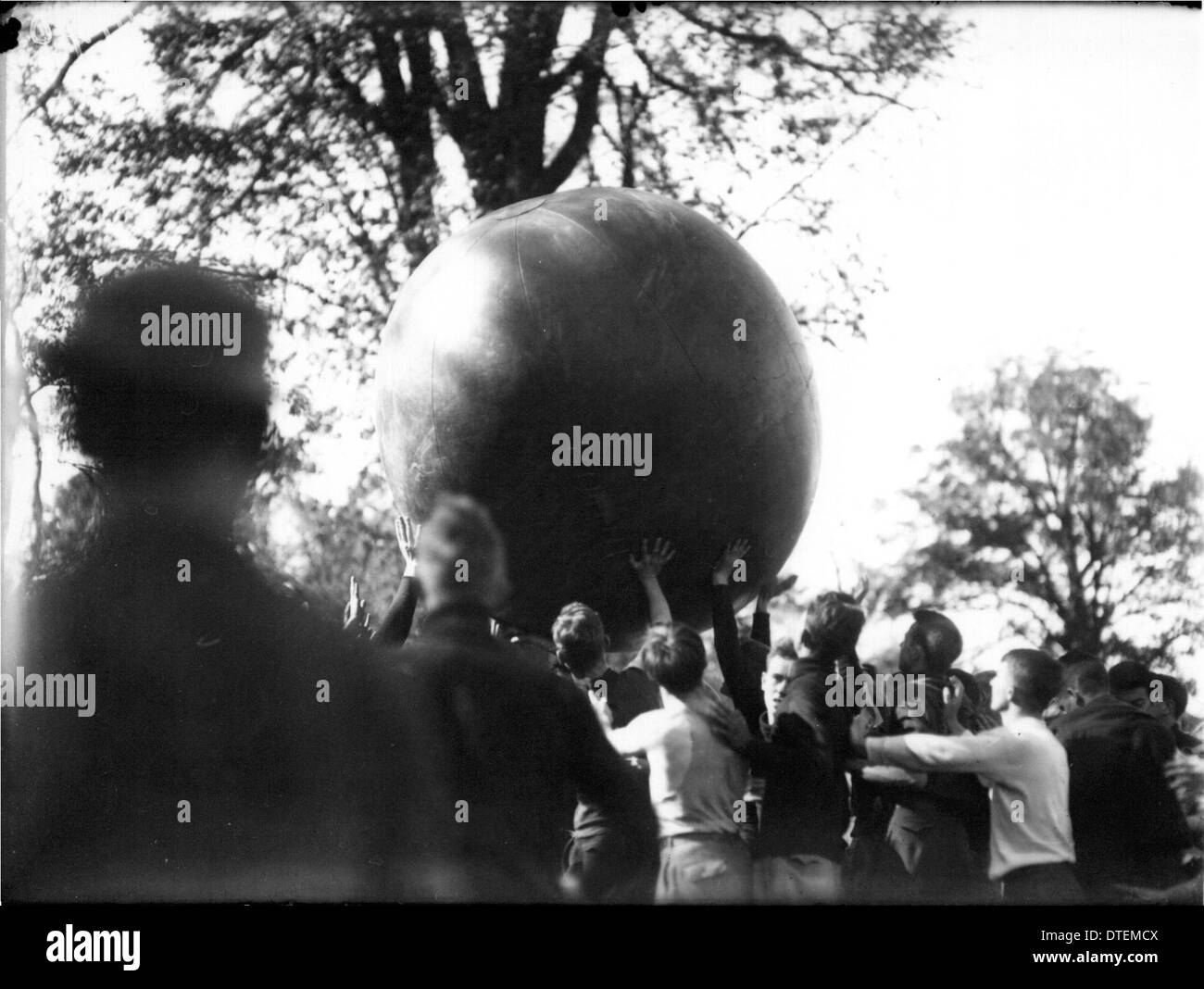 Photograph from the 1911 freshman-sophomore push ball competition at ...
